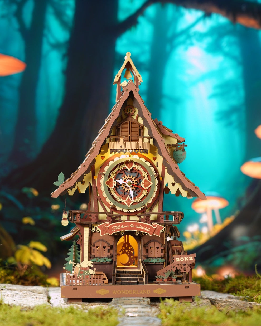 ROKR Cuckoo Clock DIY Wooden Gear Clock Kit – Book Nook Kit